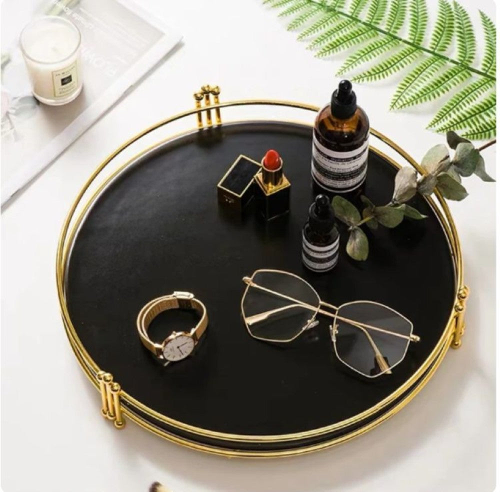 Round Metal Rim Tray Display/Decor Tray