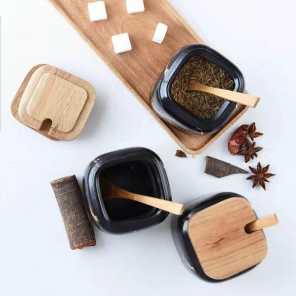 Marble Design Condiment Set - Black